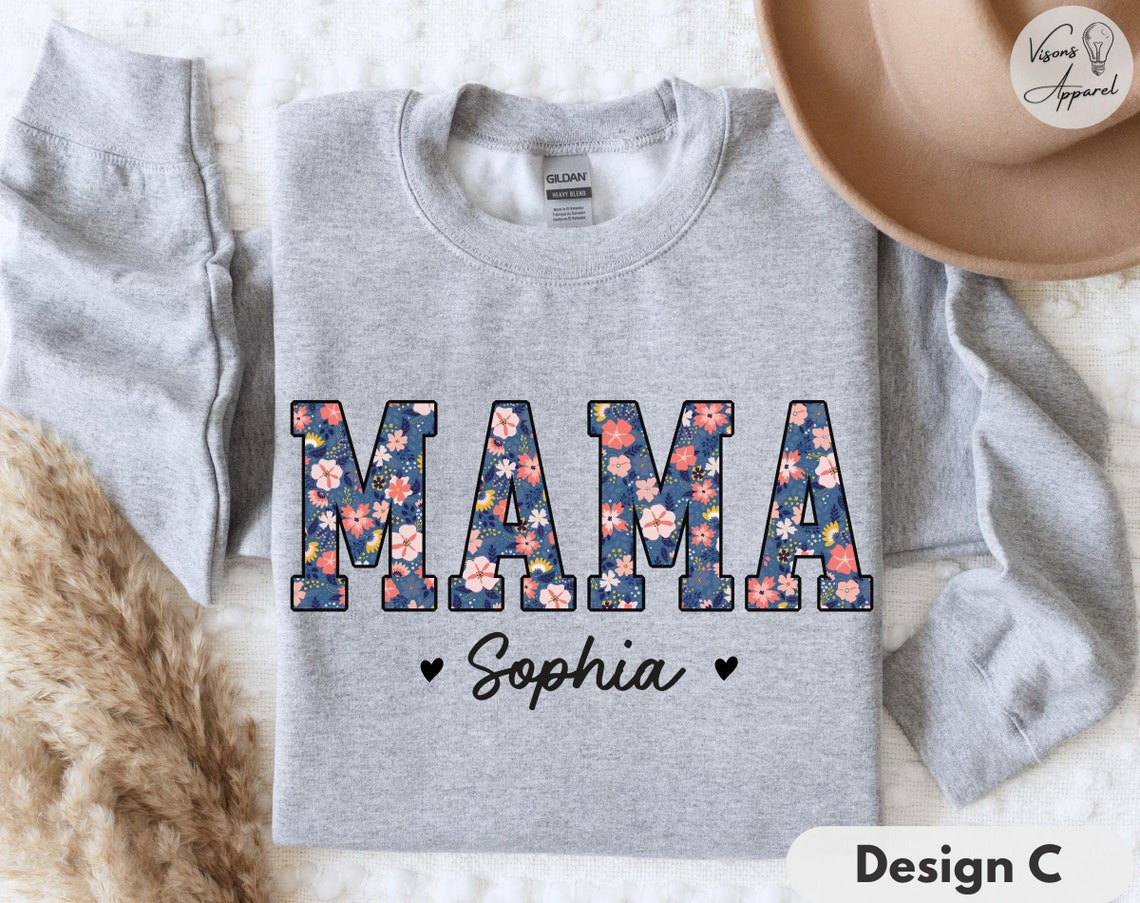Custom Floral Mama Sweatshirt With Kids Name Personalized Mama Sweater ...
