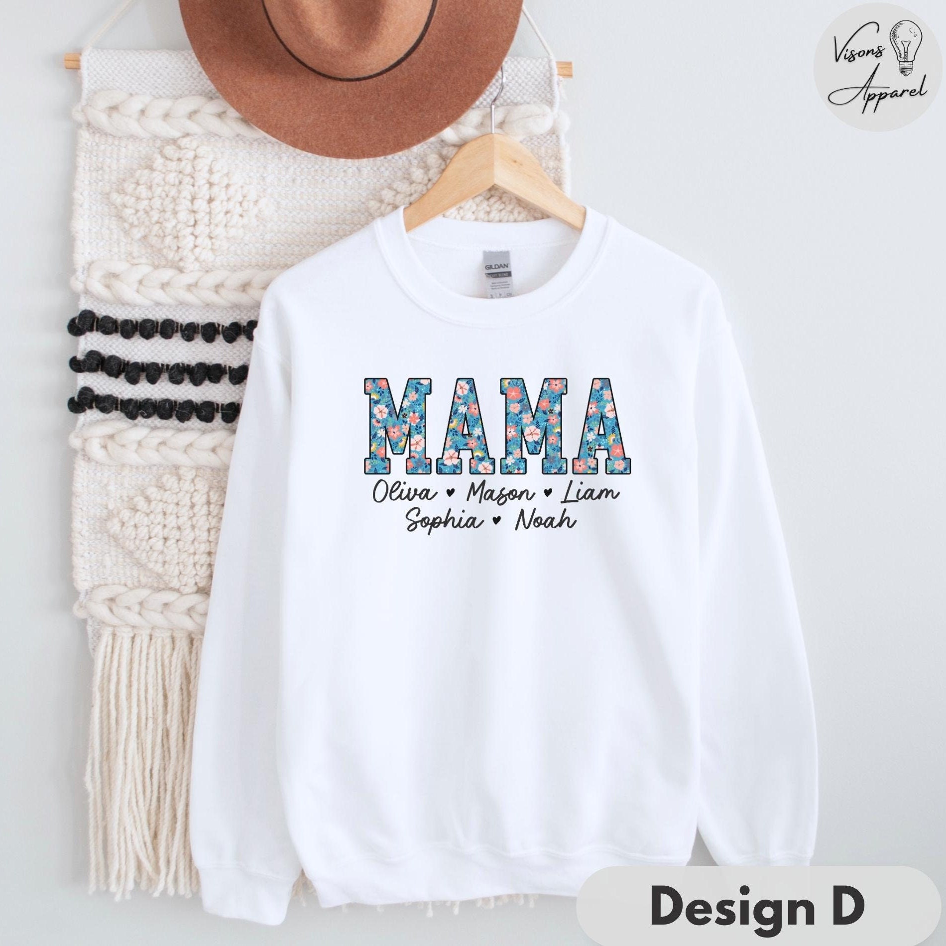 Custom Floral Mama Sweatshirt With Kids Name Personalized Mama Sweater ...