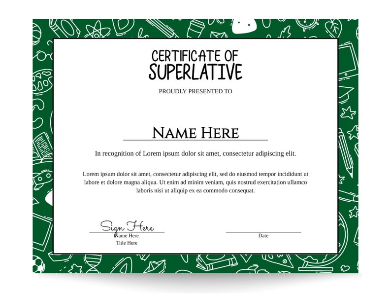 Editable Superlative Certificate Printable Superlative - Etsy