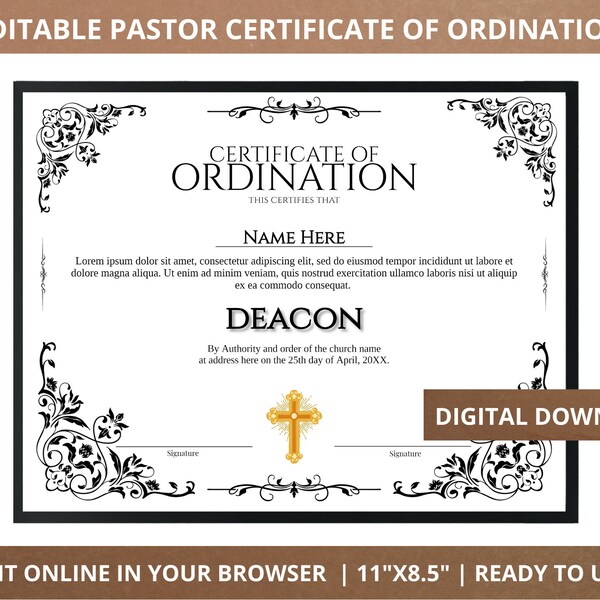 Deacon Certificate - Etsy