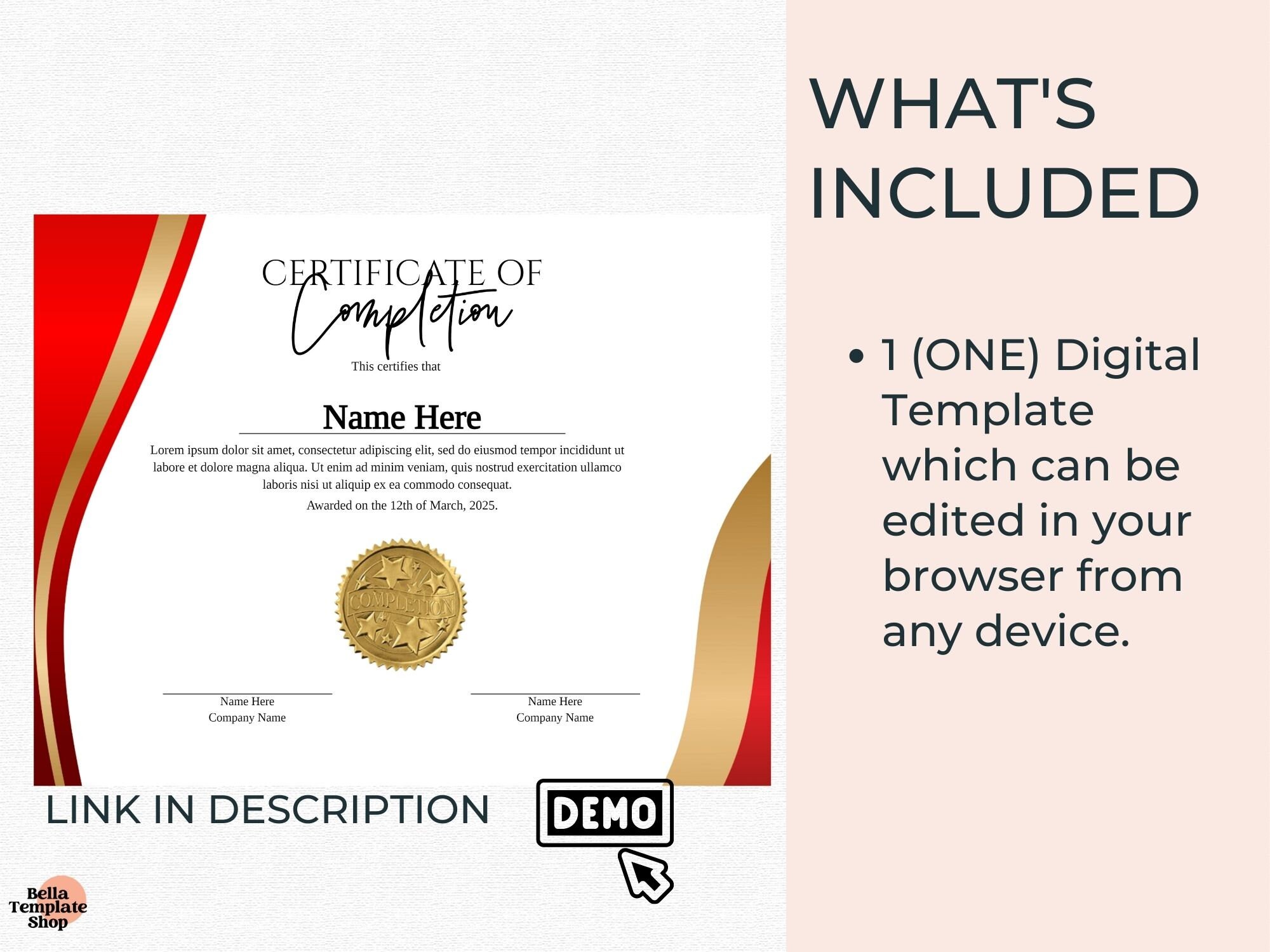 Editable Certificate of Completion Template Modern - Etsy Australia