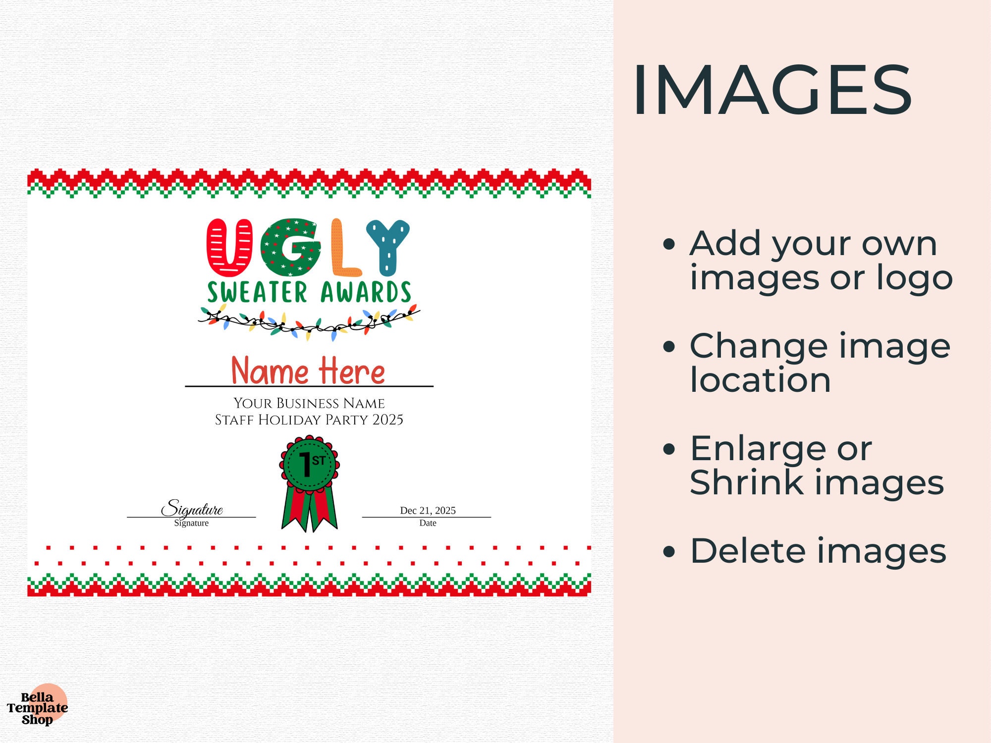 Ugly Sweater Winner Certificate Template