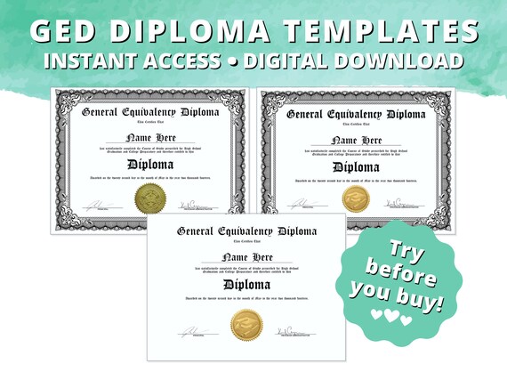 Editable Ged Diploma Template High School Diploma Fake GED - Etsy