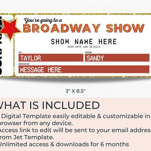 Editable Broadway Show Ticket Template Printable Broadway - Etsy