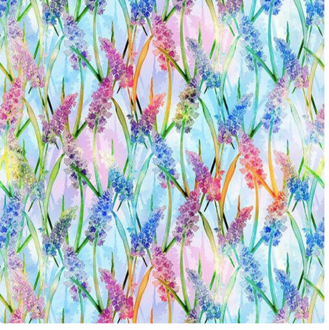 Hydrangea Garden Sky Blue Lupine Quilt Fabric From Studio E Fabrics ...