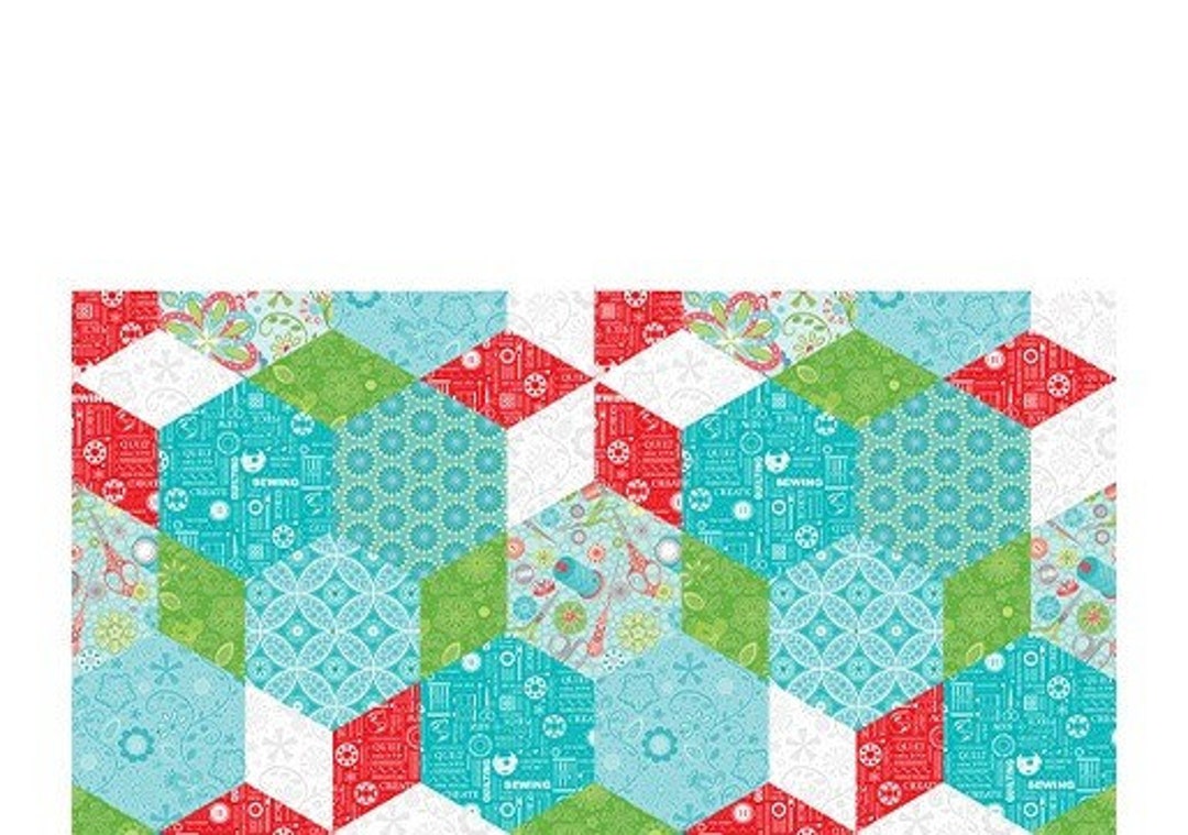 Sewing Room 2 by Amanda Murphy - Endless Hexagons Multi Panel 21"x44 ...
