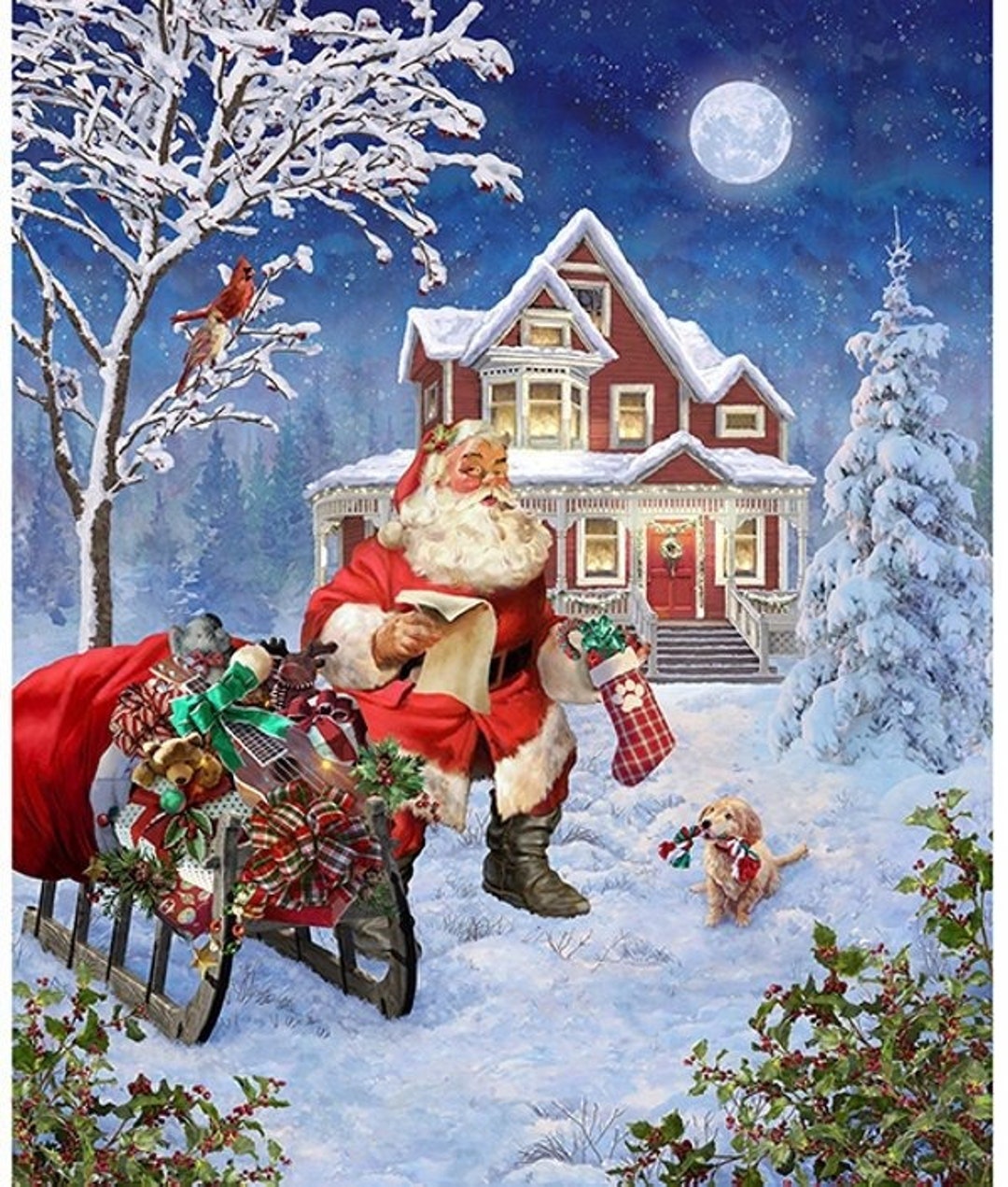 271 Ol Saint Nick Santa's Arrival 36 X WOF Cotton Quilt Panel by Hoffman Fabrics Item V5206-597 ...