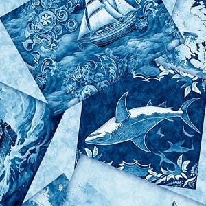 Ocean Blues Deep Blue Sea Quilt Kit - Blue - 58"x74" Finished - Mfg. QT ...