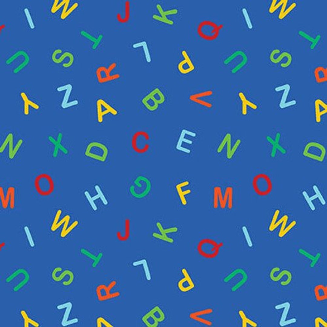 Alphababies - Blue Royal ABC Premium Cotton Fabric From Henry Glass ...