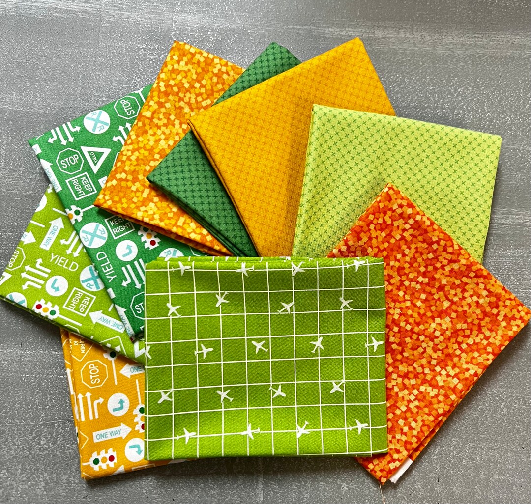 On the Go 2 by Moda Fabrics Bundle of 9 Fat Quarters Airplanes Road ...