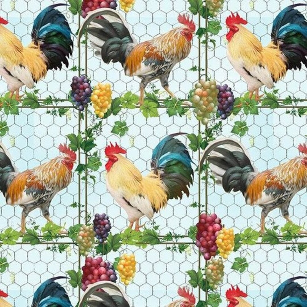 Break of Dawn - Roosters on Light Blue - Manufacturer Blank Quilting ...