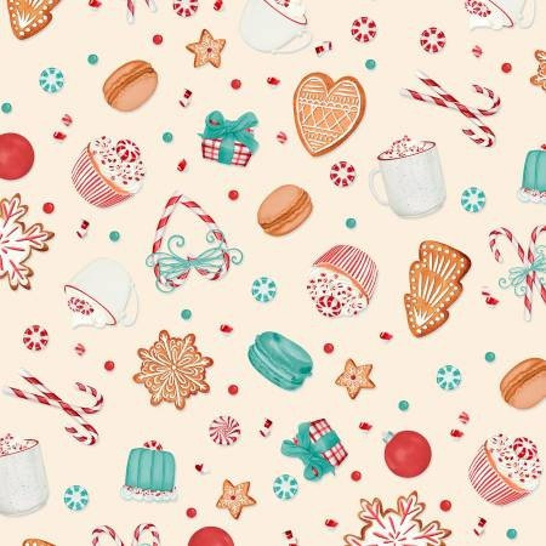 Cream Sweets Toss Peppermint Parlor by Wilmington Half Yard Cuts Quilt Fabric - Etsy