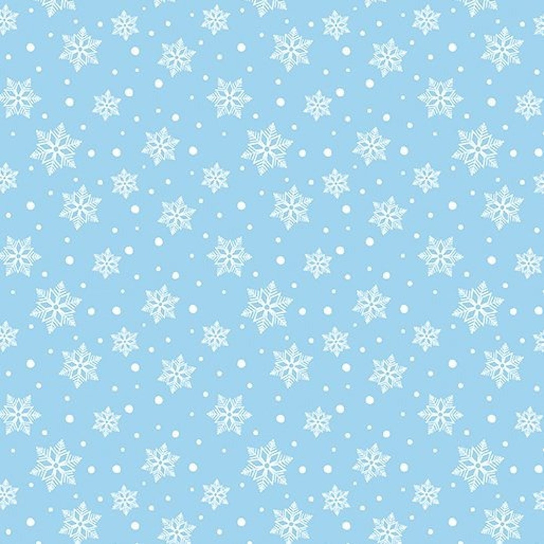 Country Christmas Light Blue Jolly Snow Premium 100% Cotton Fabric by ...
