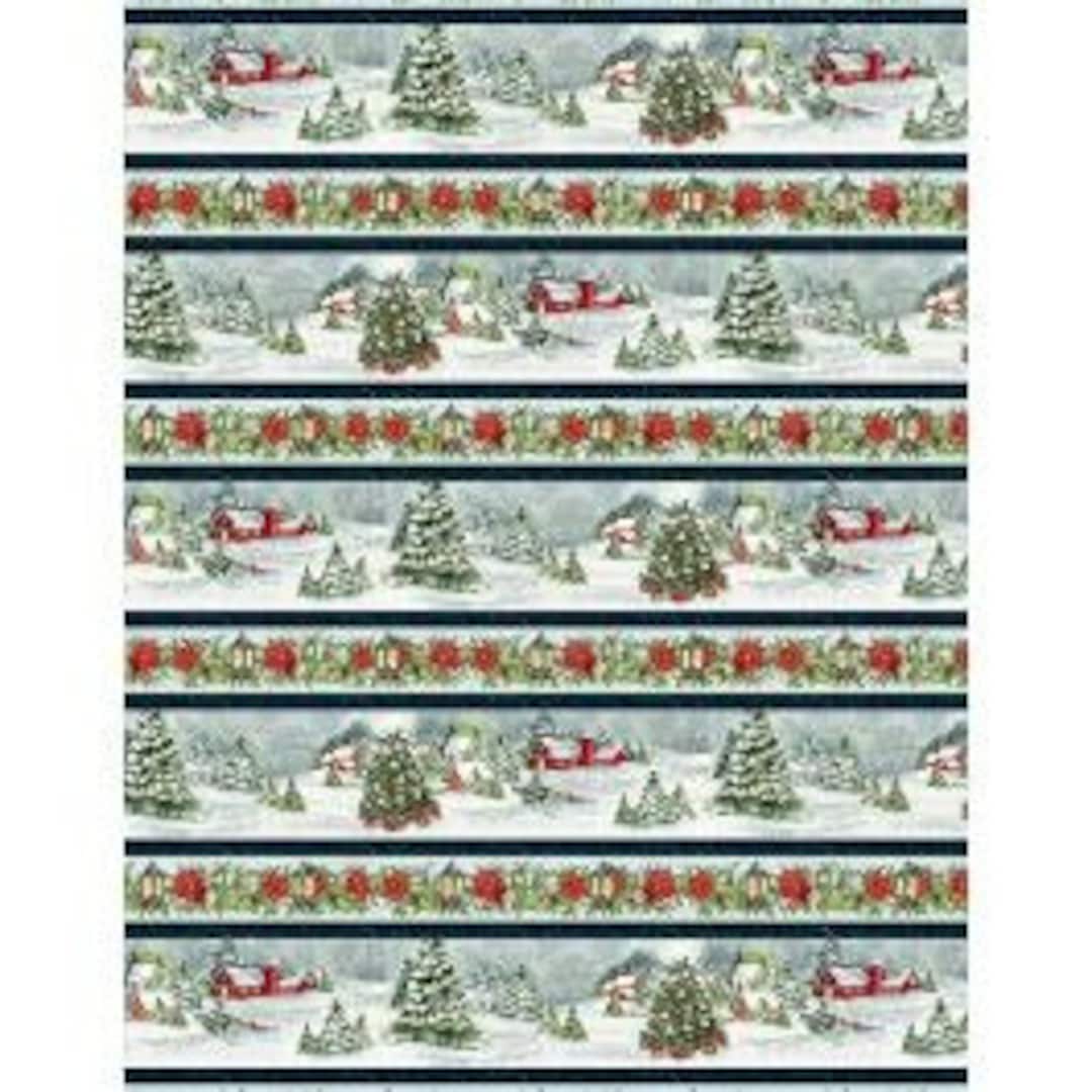 Winter Hollow - Winter Scene Border Stripe - Premium 100% Cotton Fabric ...