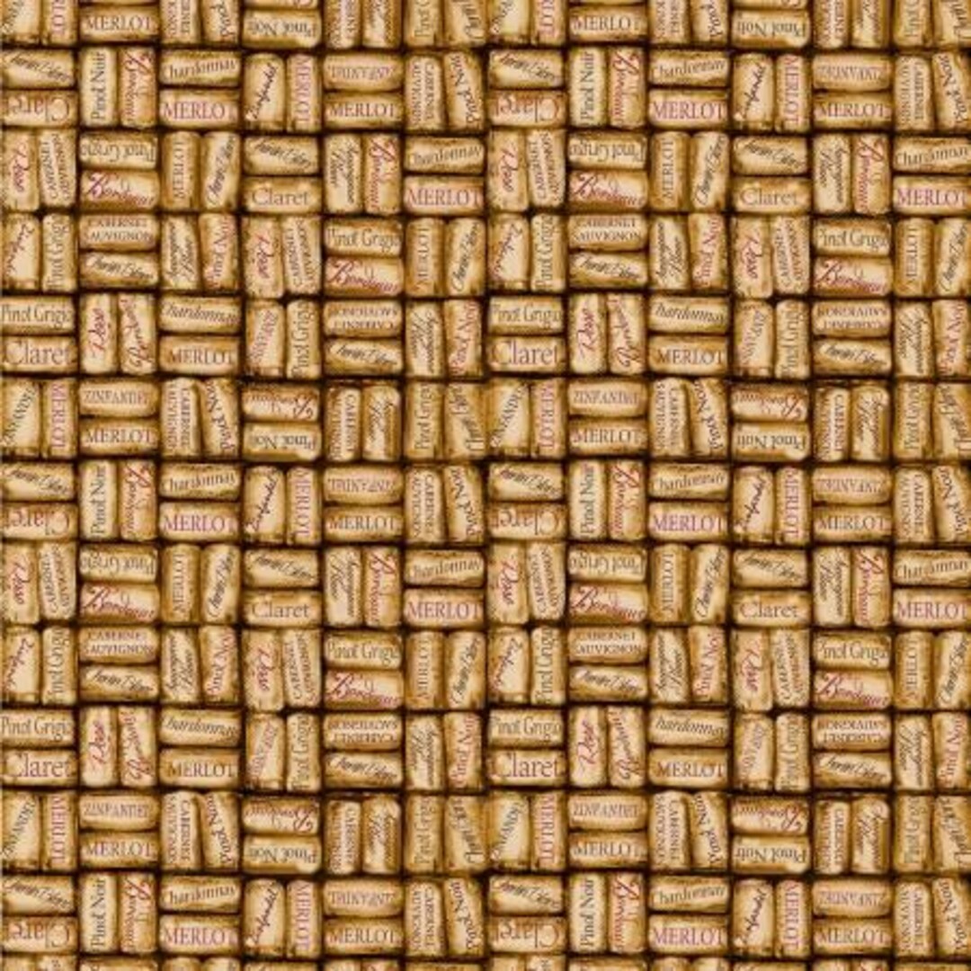 Comfort Food Packed Wine Corks Premium 100% Cotton Fabric by Timeless ...