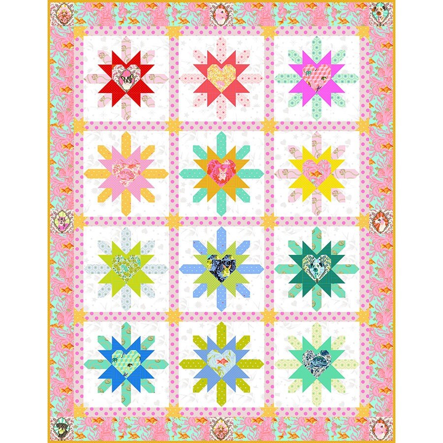 Tula Pink Besties Heart Burst Quilt Kit 72 X 92 by Tula Pink for Free ...
