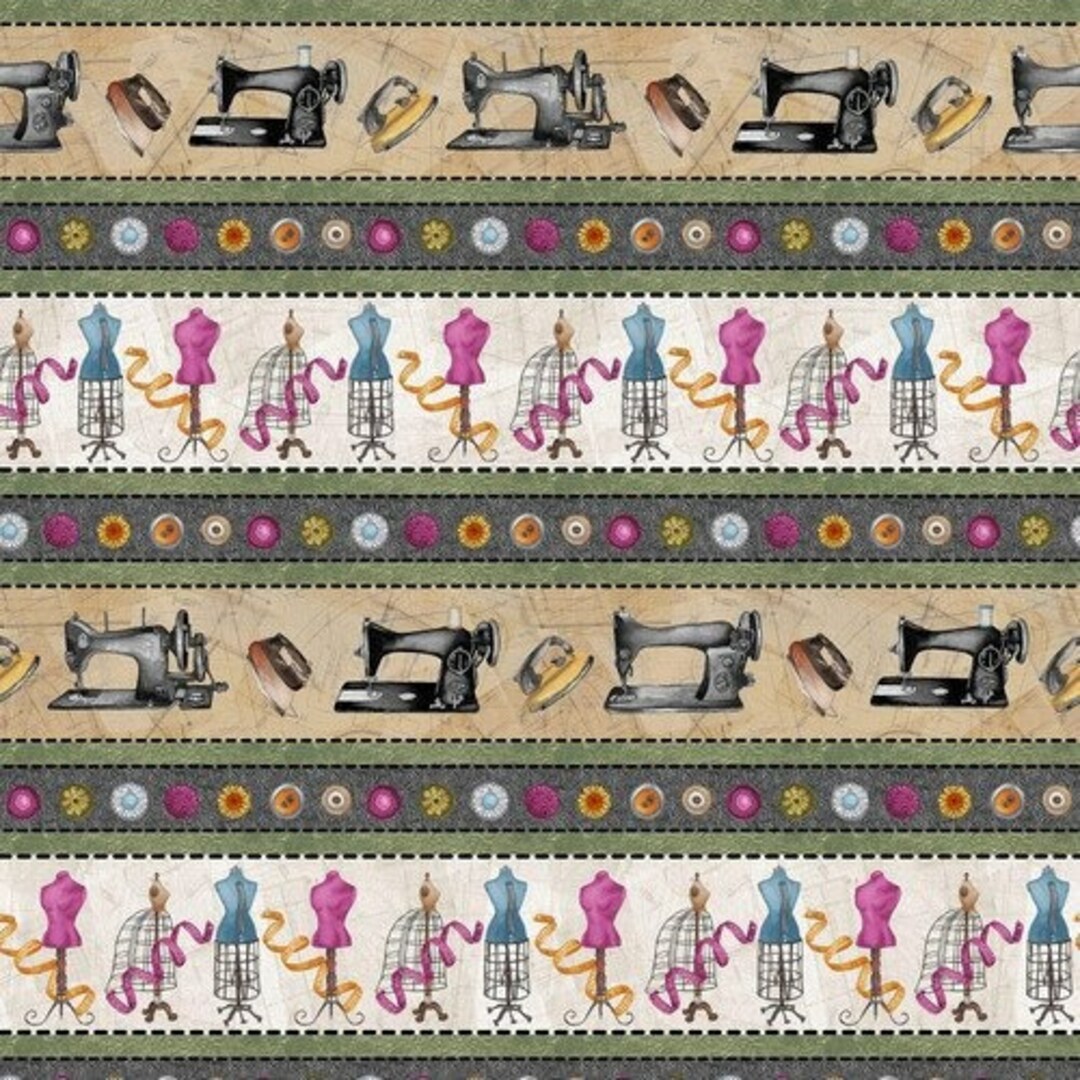 Atelier - Ivory Stripe Border Premium Cotton Fabric From Blank Quilting ...