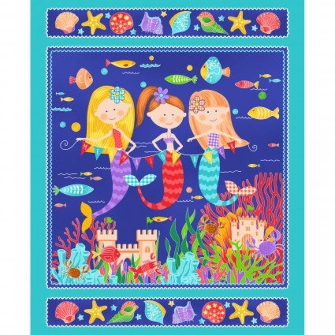 88 Mermaids Rock 36 X WOF Cotton Fabric Quilt Panel by Studio E Item ...