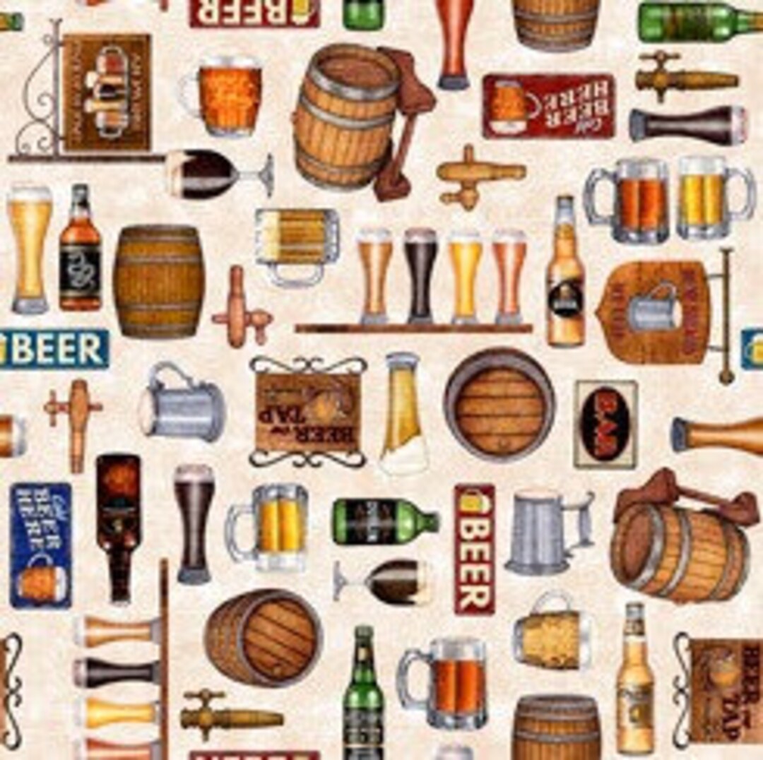 On Tap Beer Motifs Cotton Quilting Fabric by QT Fabrics Item 28419-E ...