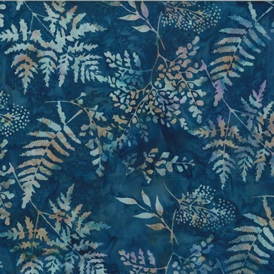 Bali Batik Spring 2023 Mixed Fern Navy Quilting Batik Fabric From ...
