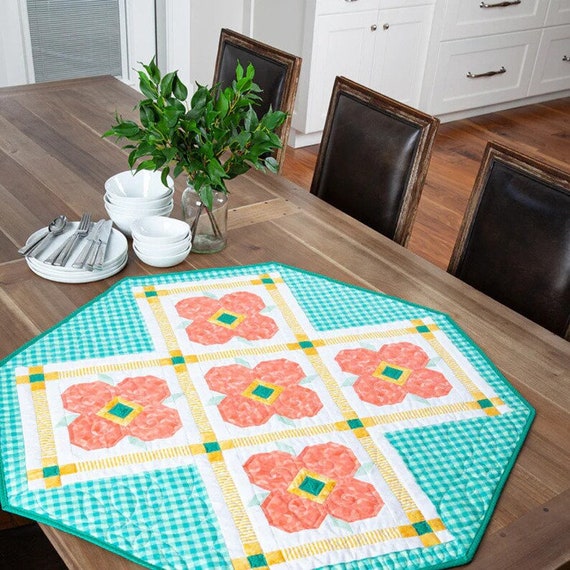 Table Topper of the Month August Summer Garden by Heather - Etsy