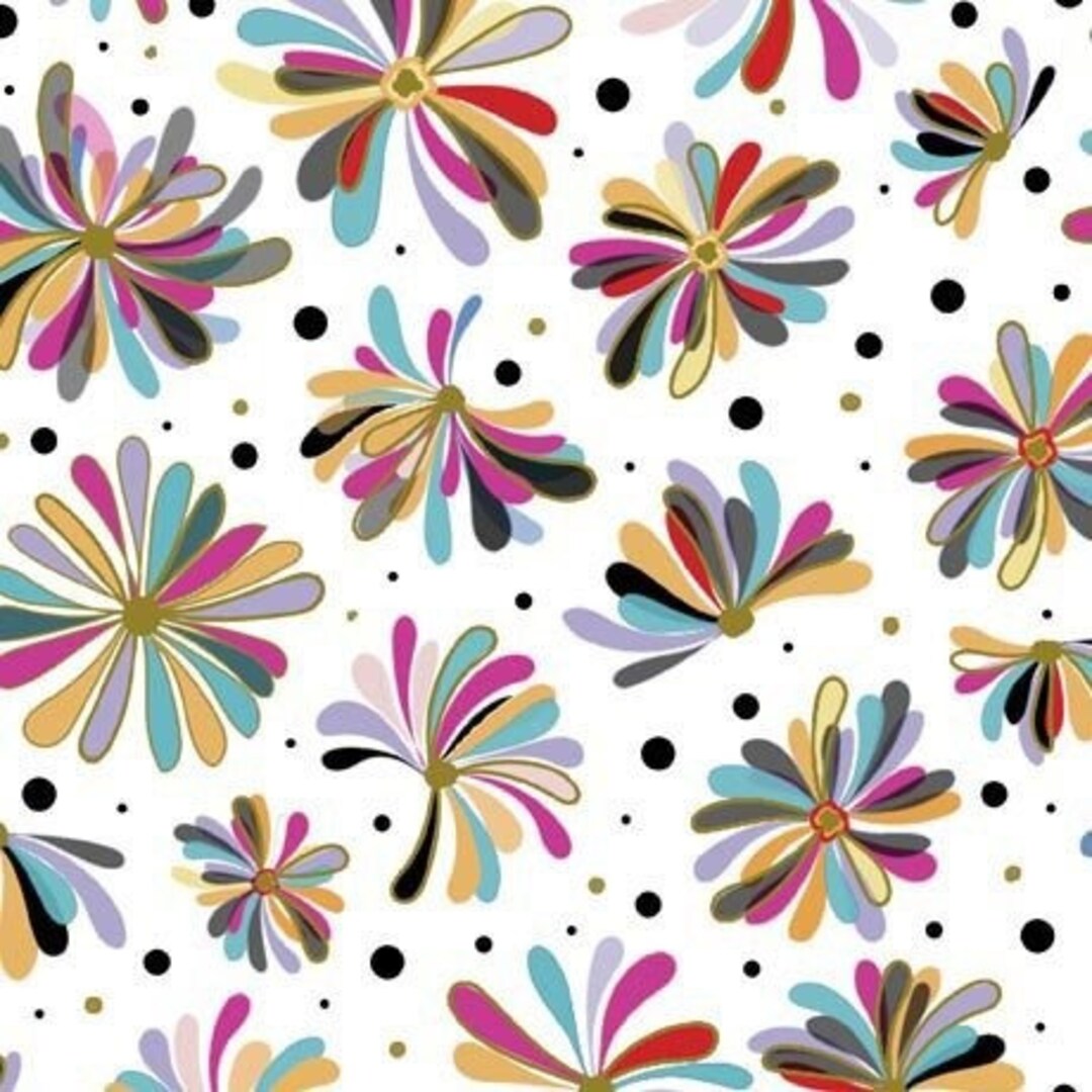 Bold Blooms by Turnowsky - White Tossed Flowers - Mfg. QT Fabrics - Mfg ...