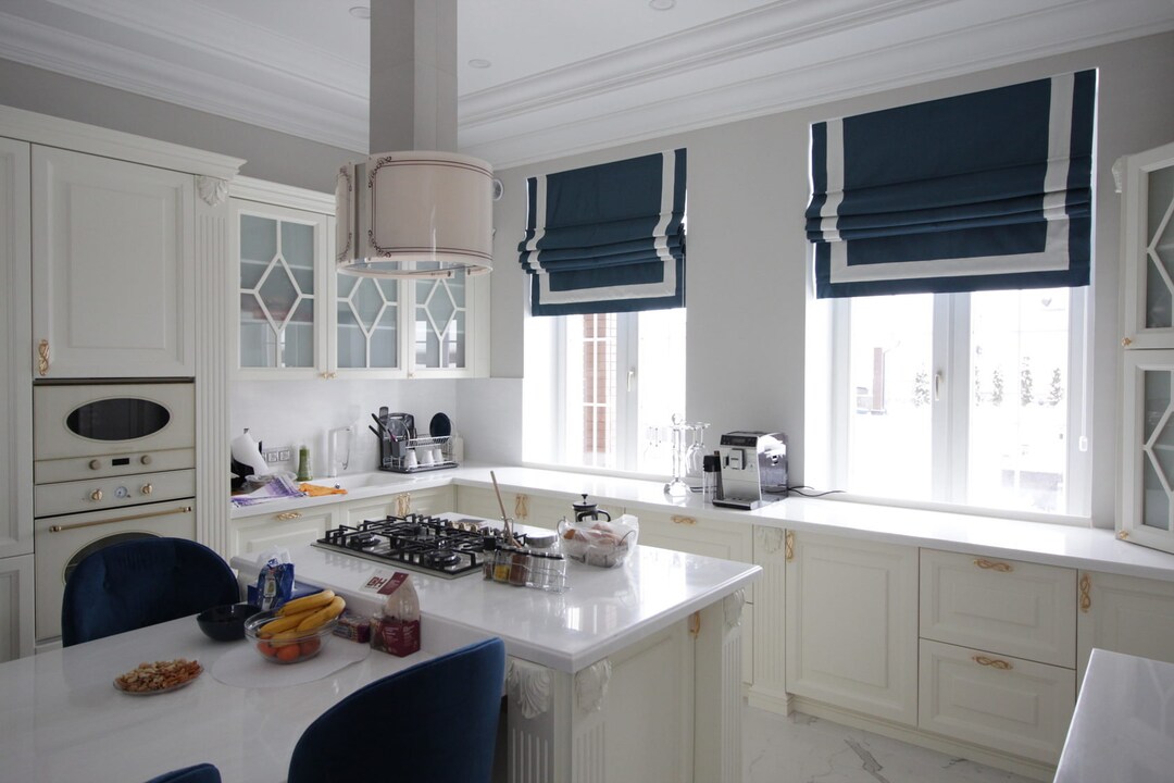 Navy Roman Shades | Roman Blunds| Window Blinds | Custom Trim | Variety ...