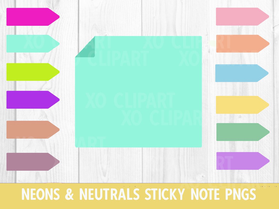 Neons and Neutrals Sticky Note Clip Art Pngs - Etsy