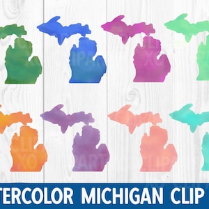 State of Michigan Watercolor Clip Art Pngs - Etsy