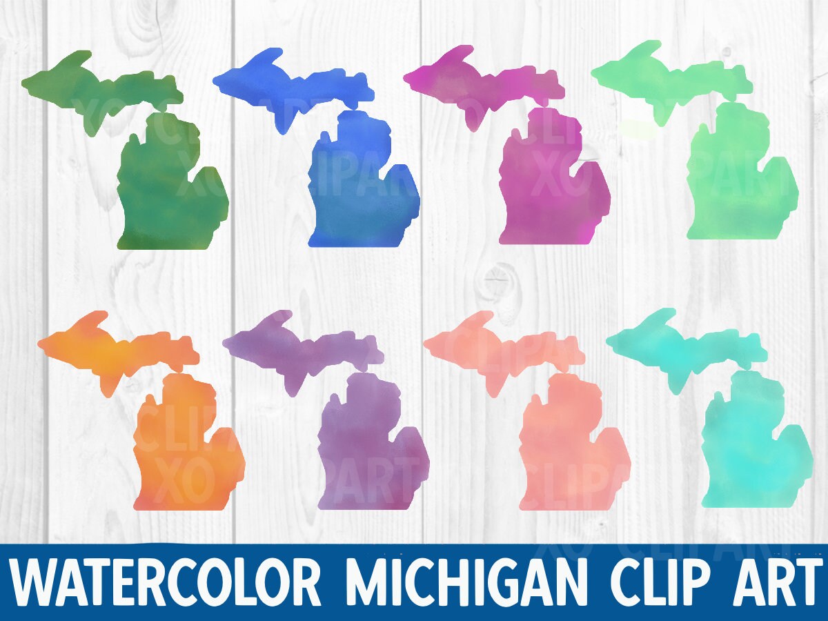State of Michigan Watercolor Clip Art Pngs - Etsy