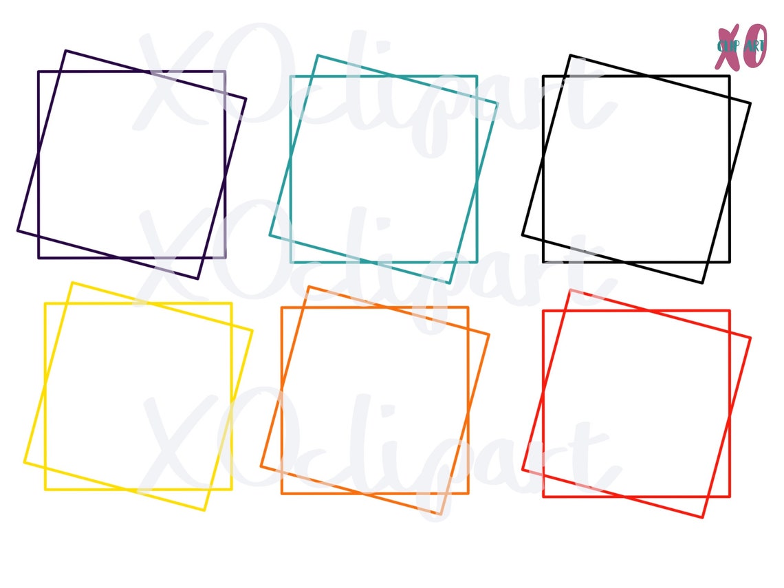 Bundle of 12 Geometric Square Clip Art Pngs - Etsy