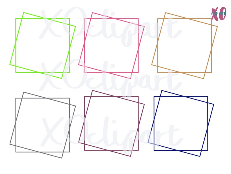 Bundle of 12 Geometric Square Clip Art Pngs - Etsy