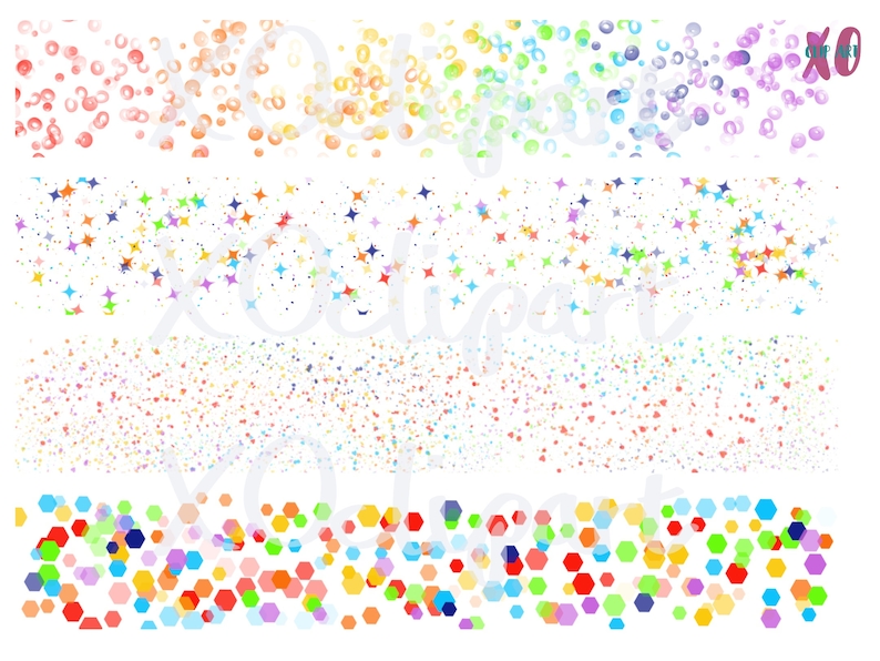 Rainbow Confetti Clip Art Pngs Pack of Four - Etsy