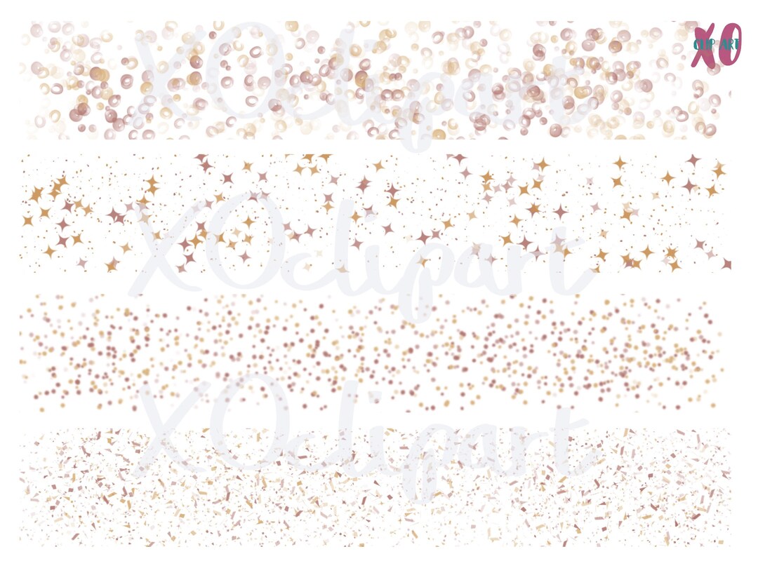 Rose Gold Confetti Clipart Pngs Pack of Four - Etsy