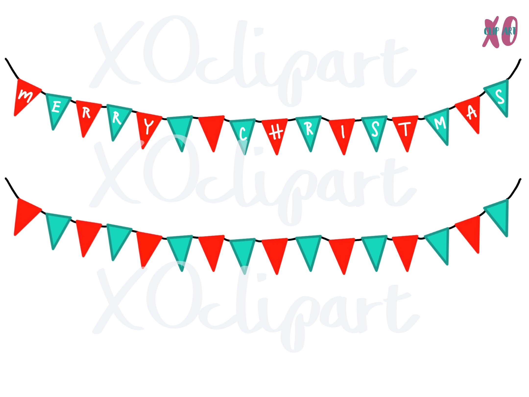 Merry Christmas Red and Green Clip Art Bunting PNG for Classroom ...