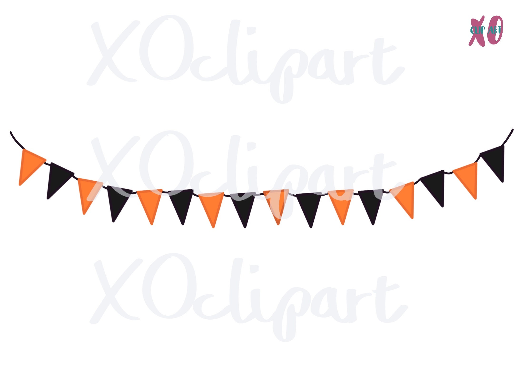 Happy Halloween Clip Art Orange and Black Bunting Banner for - Etsy UK