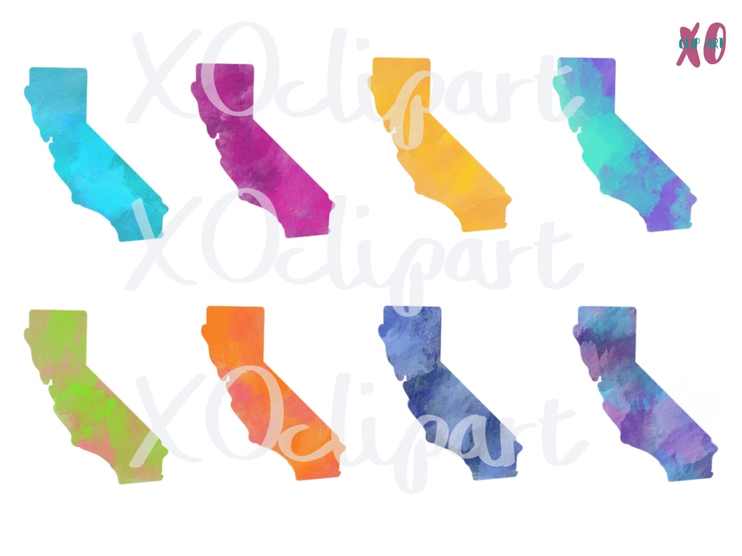 California Watercolor Clip Art Pngs Bundle of Eight - Etsy