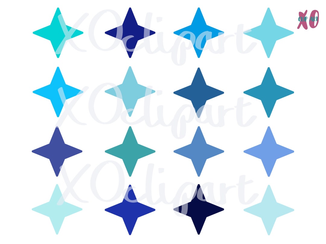 Small Blue Four Point Star Clip Art Pngs - Etsy
