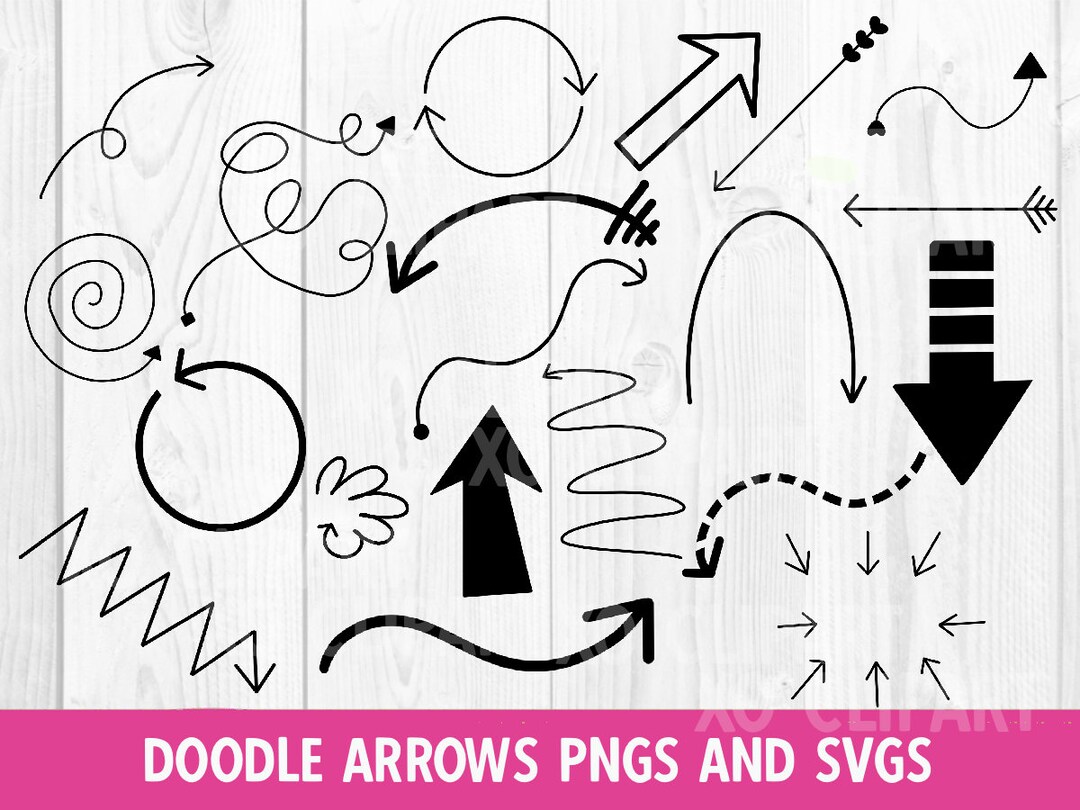 Doodle Arrows Pngs and Svgs - Twenty Unique Hand Drawn Arrows Clip Art ...