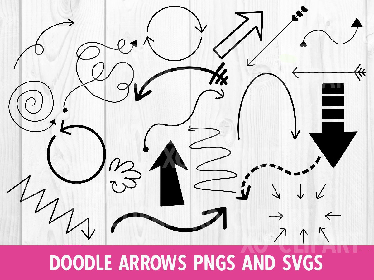 Doodle Arrows Pngs and Svgs - Twenty Unique Hand Drawn Arrows Clip Art ...