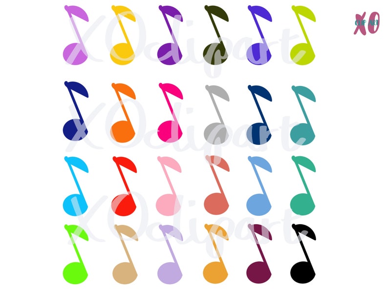 24 Colorful Music Notes Clip Art Pngs Small - Etsy