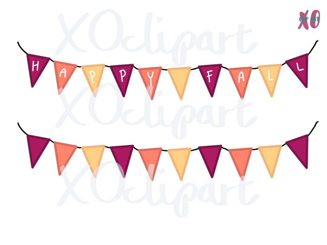 Happy Fall Clip Art Bunting Banner PNG Classroom Digital Planner Crafts ...