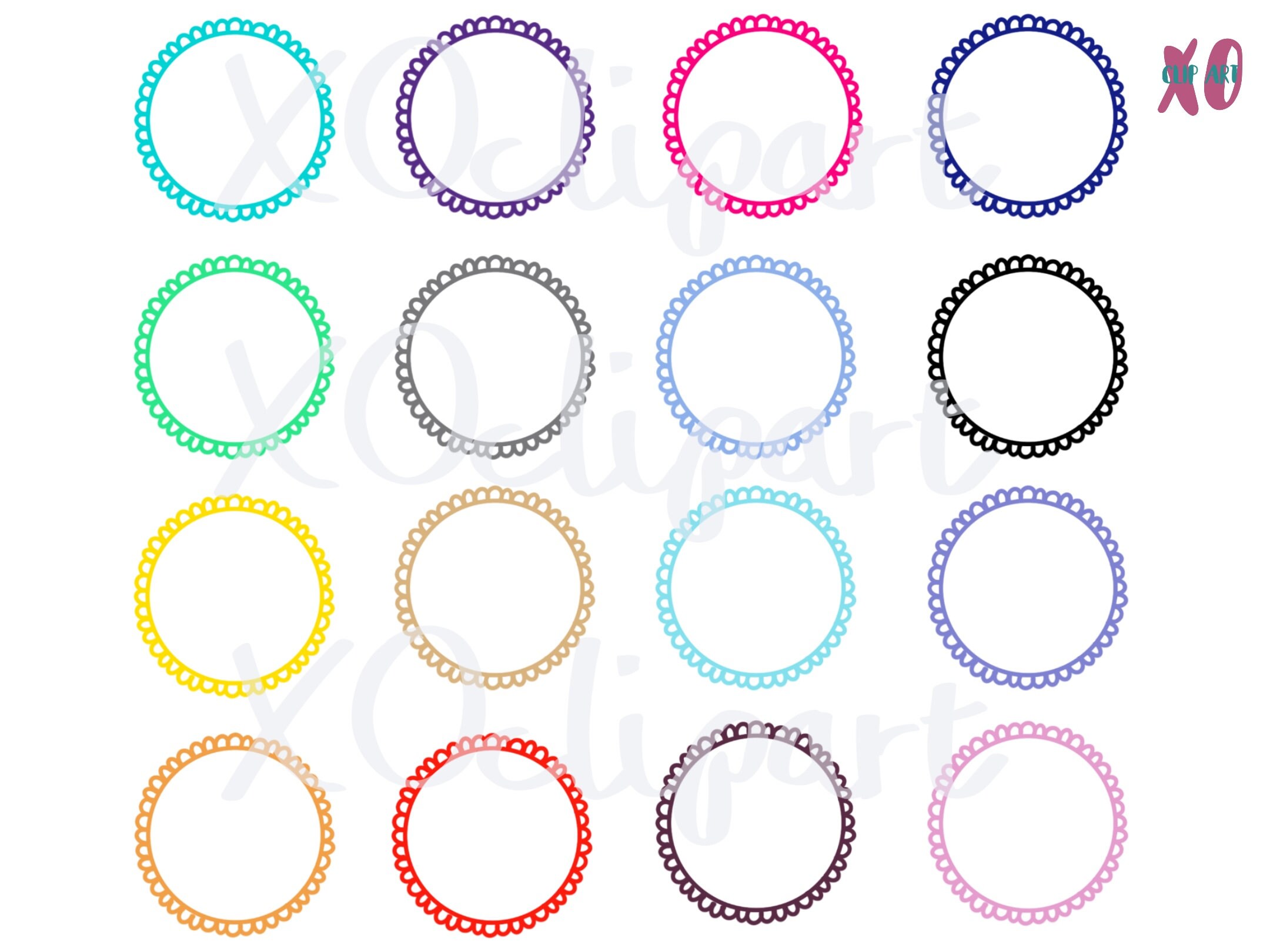 16 Doodle Frame Clip Art PNGs for Digital Planners Graphic | Etsy
