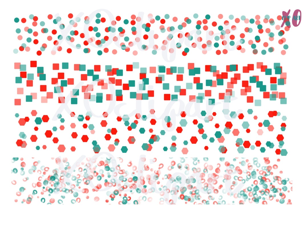 Christmas Red and Green Confetti Clip Art Pngs - Etsy