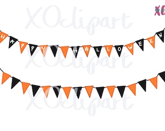 Halloween Bunting Banners Clipart. Cute Halloween Borders Clip - Etsy