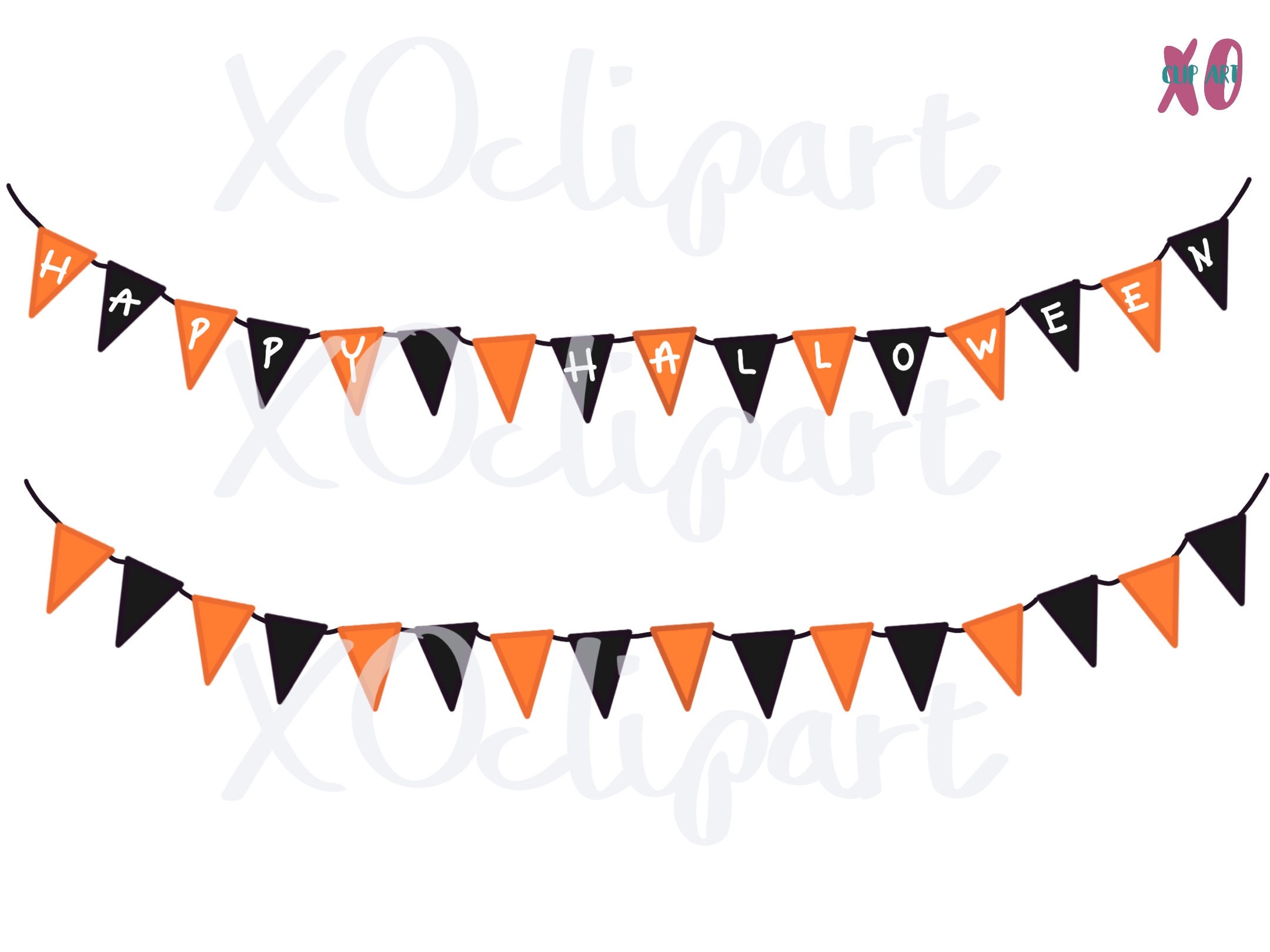 Happy Halloween Clip Art Orange and Black Bunting Banner for - Etsy UK
