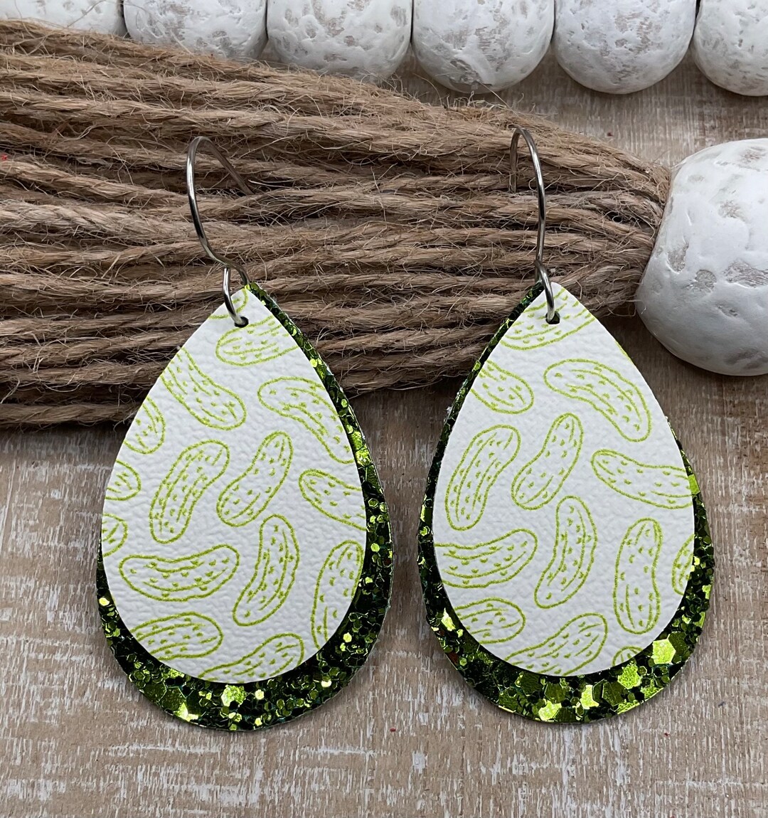 Pickle Power ~ 2 Layer Faux Leather Teardrop ~ Sweet or Sour ~ I Love ...