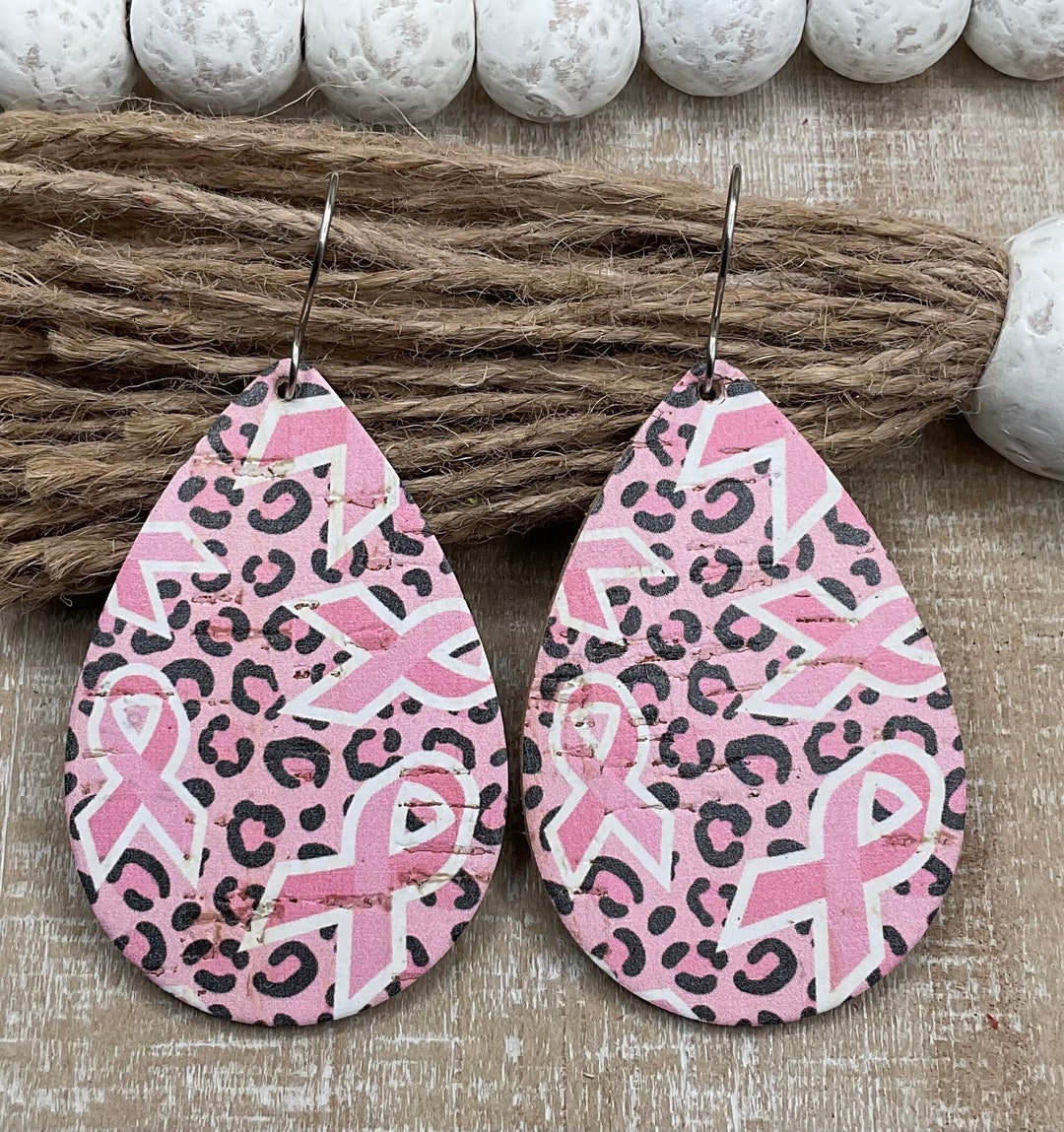 Breast Cancer Awareness Oversized Teardrop Earring Wear Pink in October ...