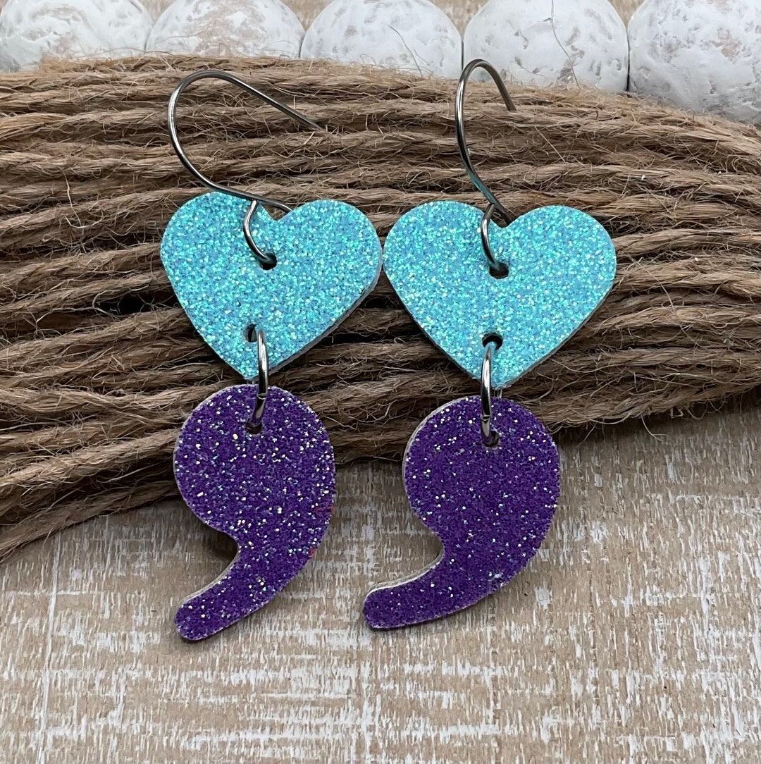 Suicide Prevention Awareness ~ Semi Colon in Teal and Purple Fine ...