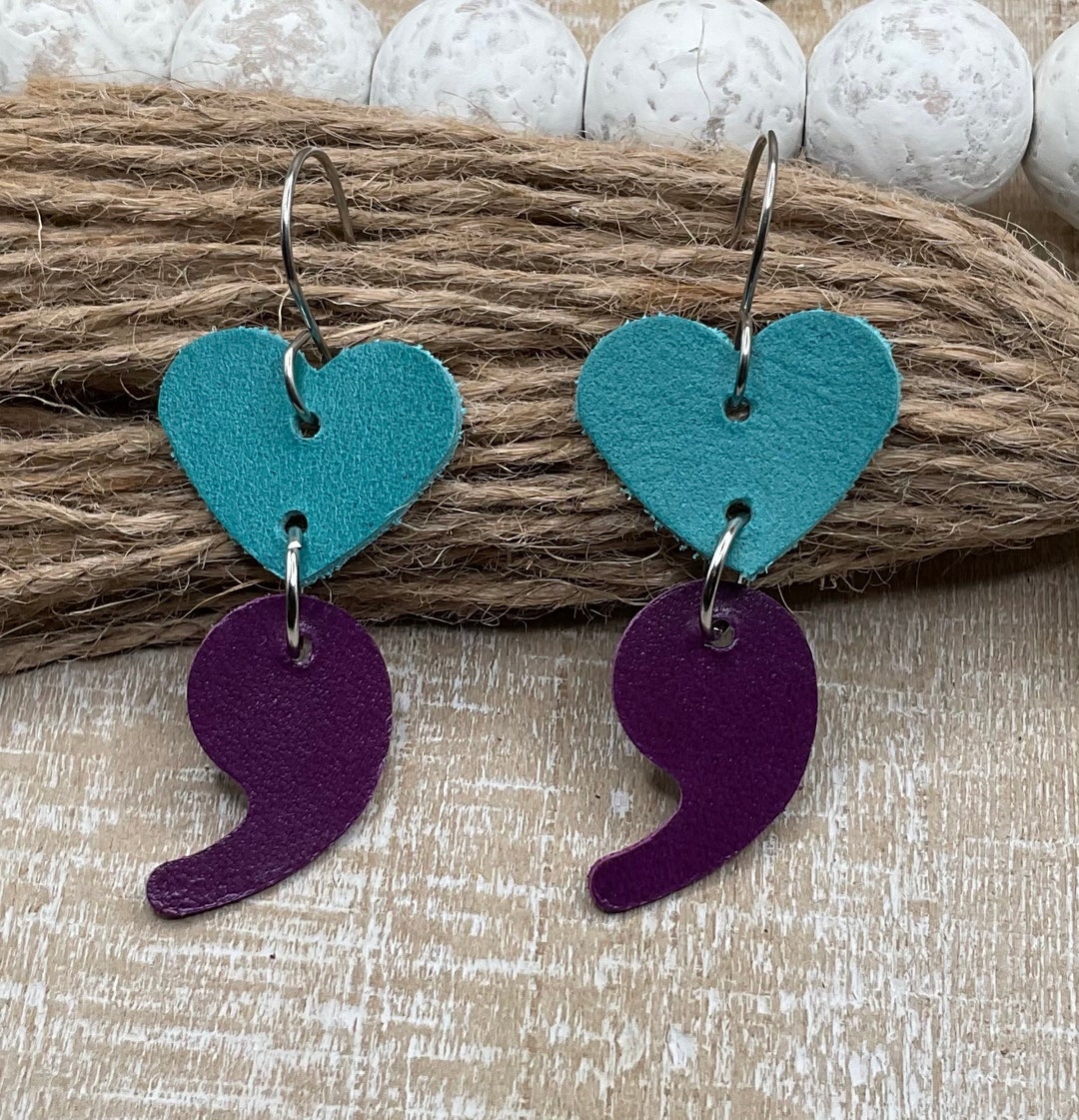 Suicide Prevention Awareness Semi Colon in Teal and Purple - Etsy